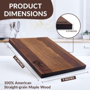 OMNI Cherry Maple Cutting Board | Strong & Durable Wood Cutting Board for Kitchen | Chopping Board Suitable for Meat, Vegetables, Cheese and More | Made In the USA, Butcher Block- 9 X 12 X .75 Inches