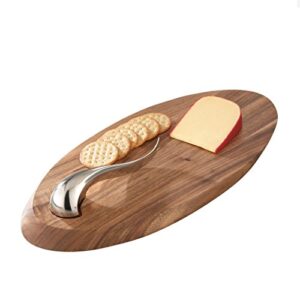 nambe Swoop Cheese Board with Knife | Made of Acacia Wood and Stainless Steel | Large Serving Set | Charcuterie and Butter Board | Serving Platter Hostess Gift in Box | Designed by Aaron Johnson