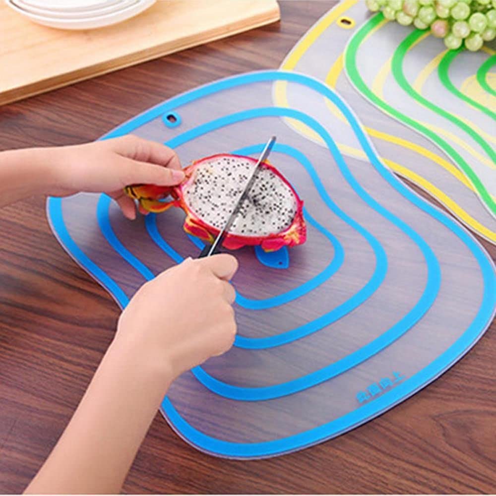 BYBYCD Transparent Plastic Cutting Board Chopping Board Non-slip Hangable Cutting Plate Kitchen Tools Kitchen Accessories(L,blue)