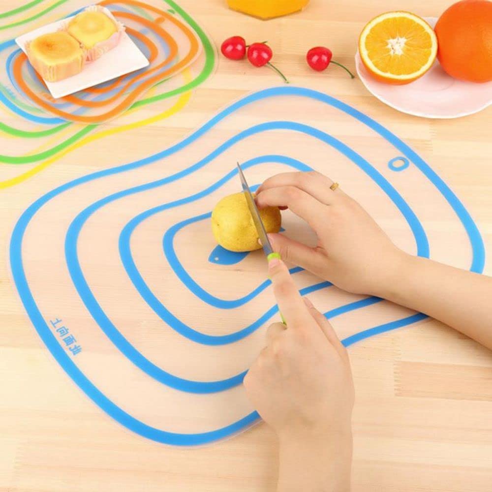 BYBYCD Transparent Plastic Cutting Board Chopping Board Non-slip Hangable Cutting Plate Kitchen Tools Kitchen Accessories(L,blue)