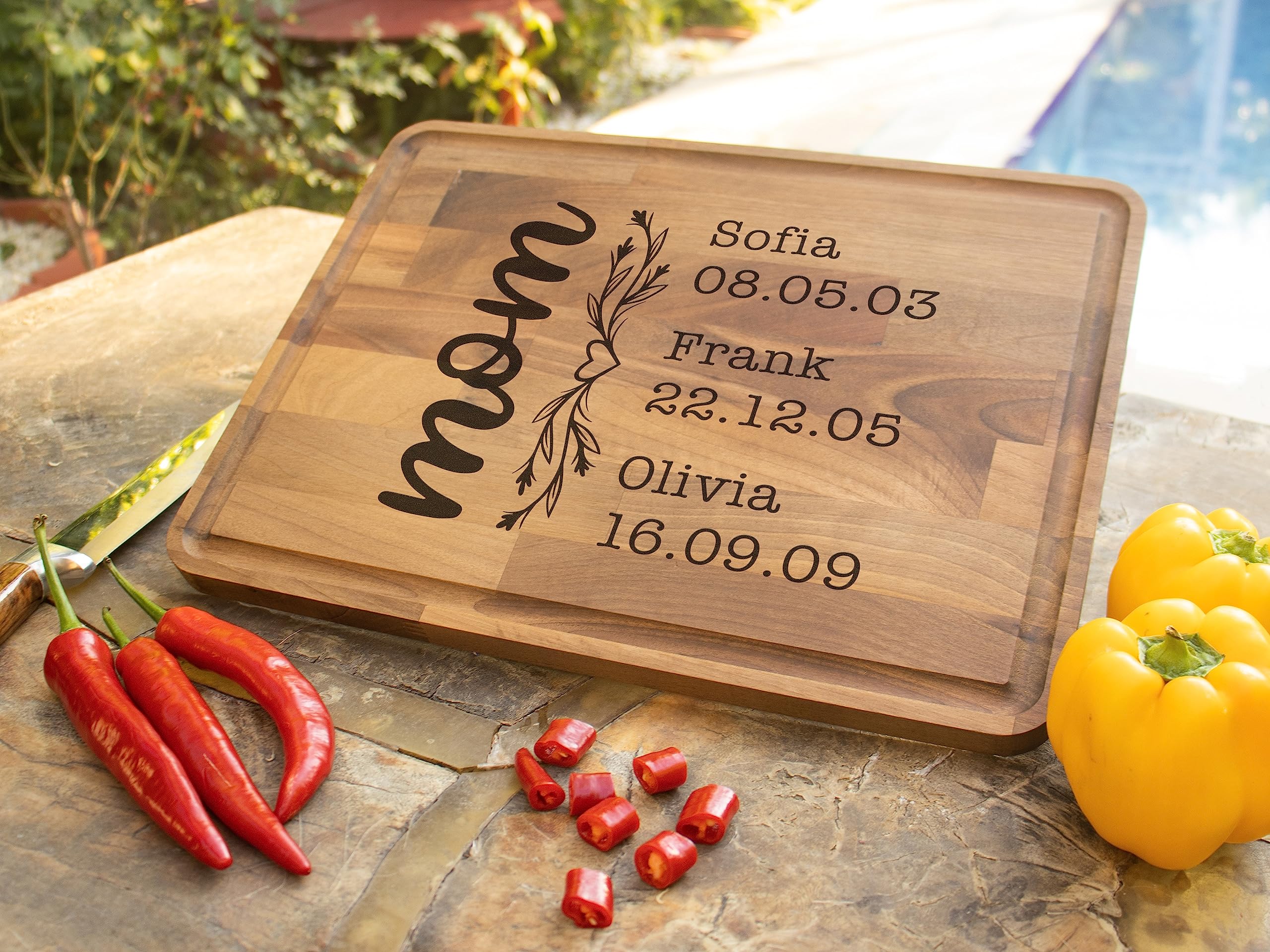 Personalized Cutting Board | Customized Cutting Board | Custom Cutting Board Wood Engraved | Custom Meat Board | Mother's Day Gift | Gifts for Mother | Personalized Gifts (Without Handle)