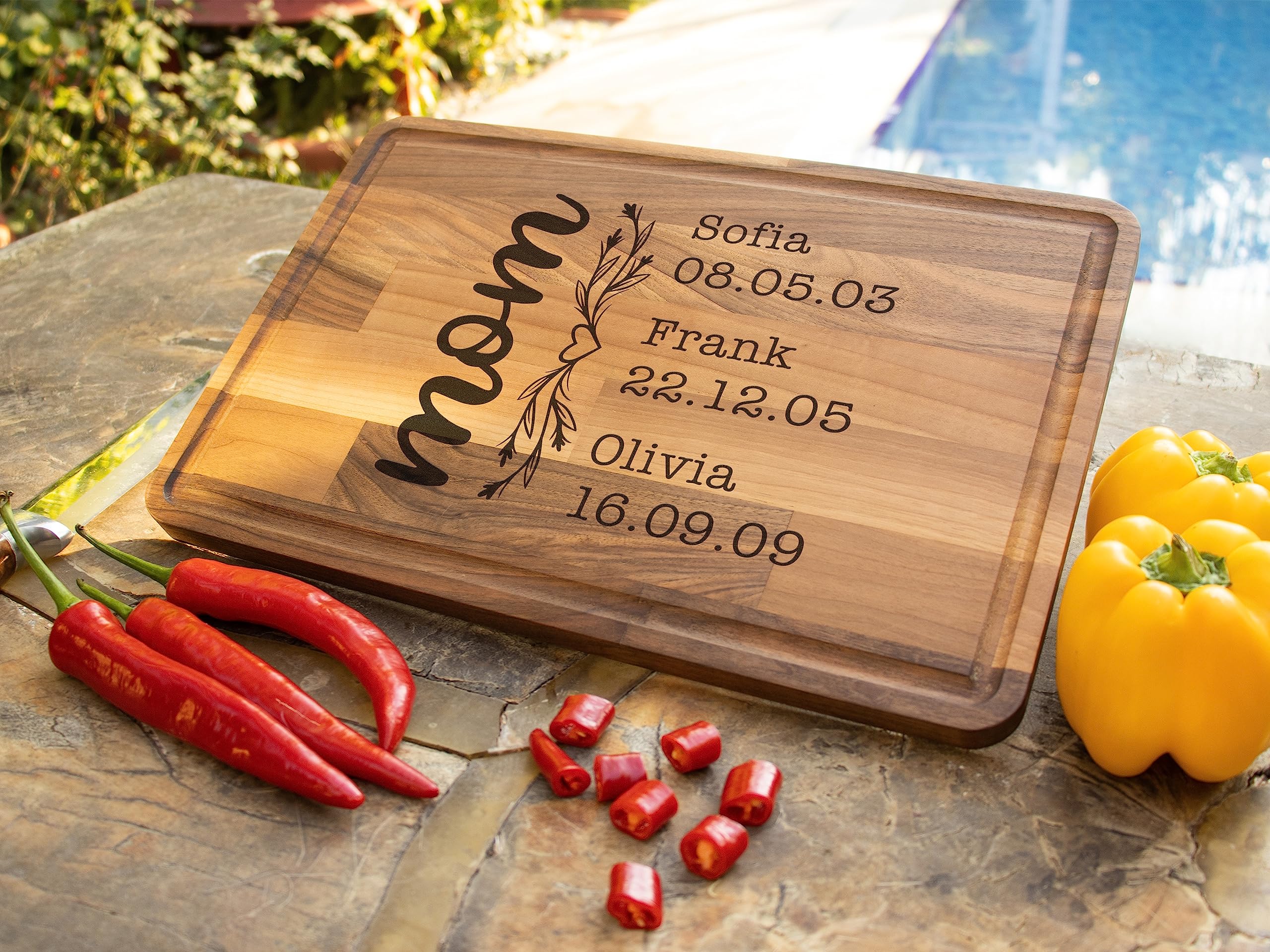 Personalized Cutting Board | Customized Cutting Board | Custom Cutting Board Wood Engraved | Custom Meat Board | Mother's Day Gift | Gifts for Mother | Personalized Gifts (Without Handle)