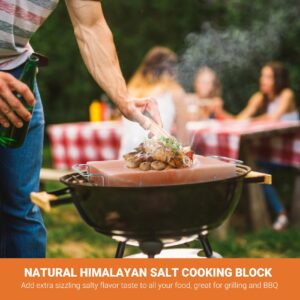 Onlyfire Himalayan Salt Block Cooking Plate with Steel Tray Set 12” x 8” x 1.5” for Cooking, Grilling, Cutting and Serving