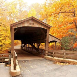 Fall Autumn Leave Covered Bridge Kitchen Glass Cutting Board Country Decorative Gift Design