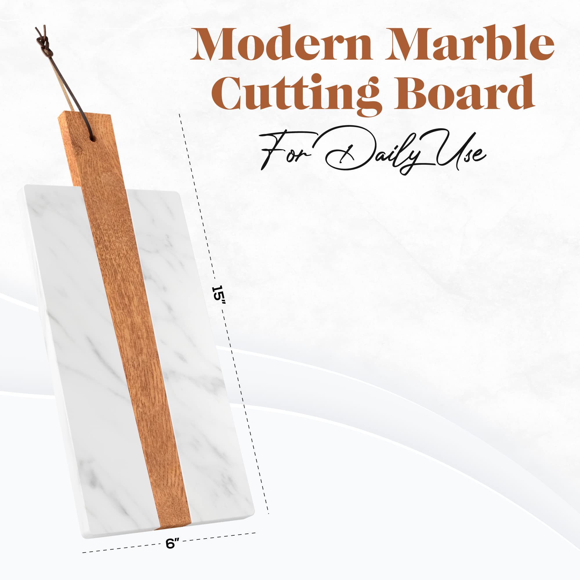 American Atelier Modern Rectangular Marble Cutting Board | Marble Cutting Boards for Kitchen | Marble Charcuterie Board | Marble Cheese Board | Marble Slab for Cheese, Charcuterie, Bread, & More