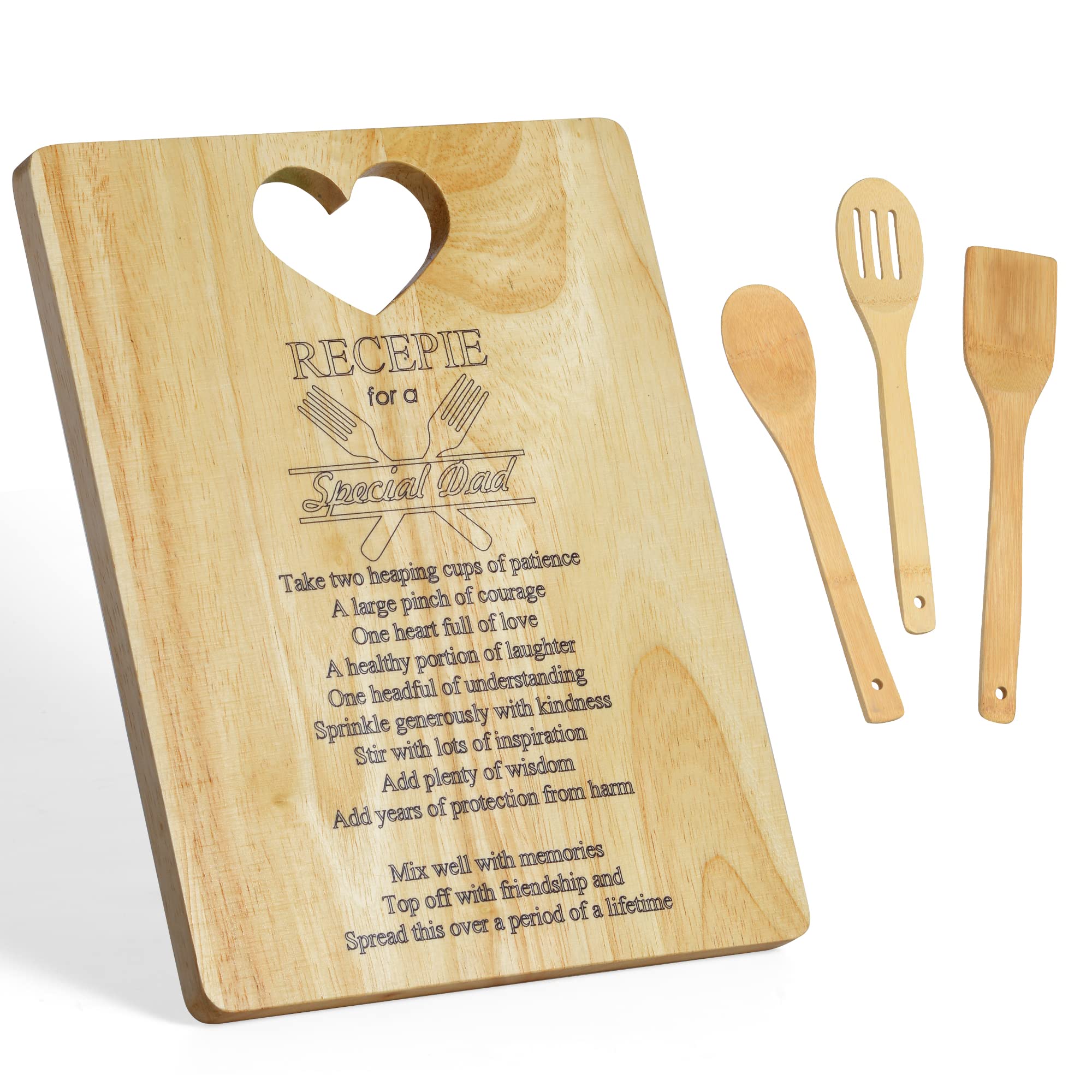 NOIENSI Dad Cutting Board Gifts - Recepie for a Special Dad - Gifts for Dad on Birthday - Dad Christmas Gifts - Engraved Gifts for Dads from Daughter or Son (Best Dad Ever)