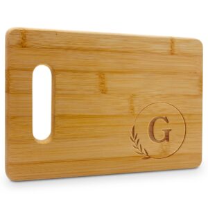 on the rox monogrammed cutting boards - 9” x 12” a to z personalized engraved bamboo board (g) - large customized wood cutting board with initials - wooden custom charcuterie board kitchen gifts