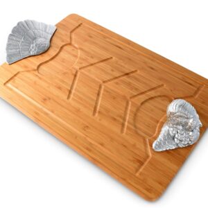 Arthur Court Designs Aluminum Turkey Handle Wood Carving/Cheese Board Large Tray for Serving Meats or Appetizer at Thanksgiving 23 inch x 13.5 Wide