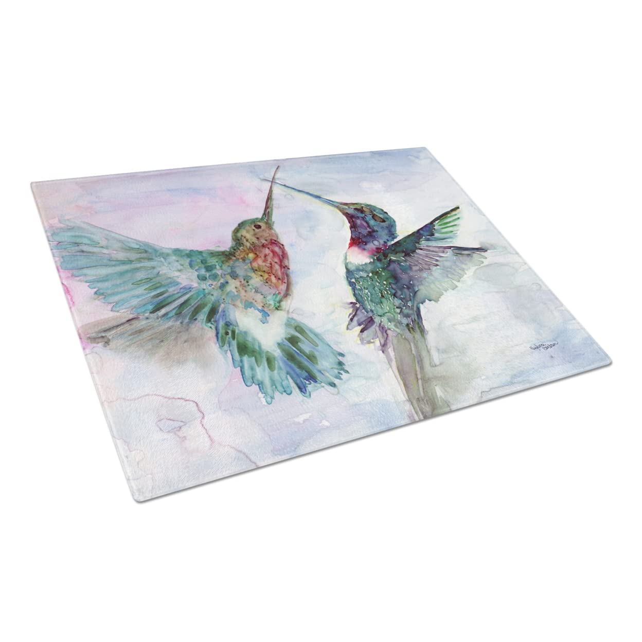 Caroline's Treasures 8968LCB Hummingbird Combat Glass Cutting Board Large Decorative Tempered Glass Kitchen Cutting and Serving Board Large Size Chopping Board