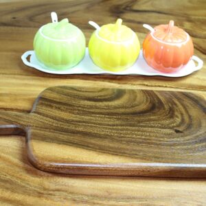 Wrightmart Wood Cutting Board for Kitchen, Server for Charcuterie, Bread, Cake, Fruit, Cheese, Vegetables and Appetizers, Acacia Hardwood, Reversible Paddle Design with Handle