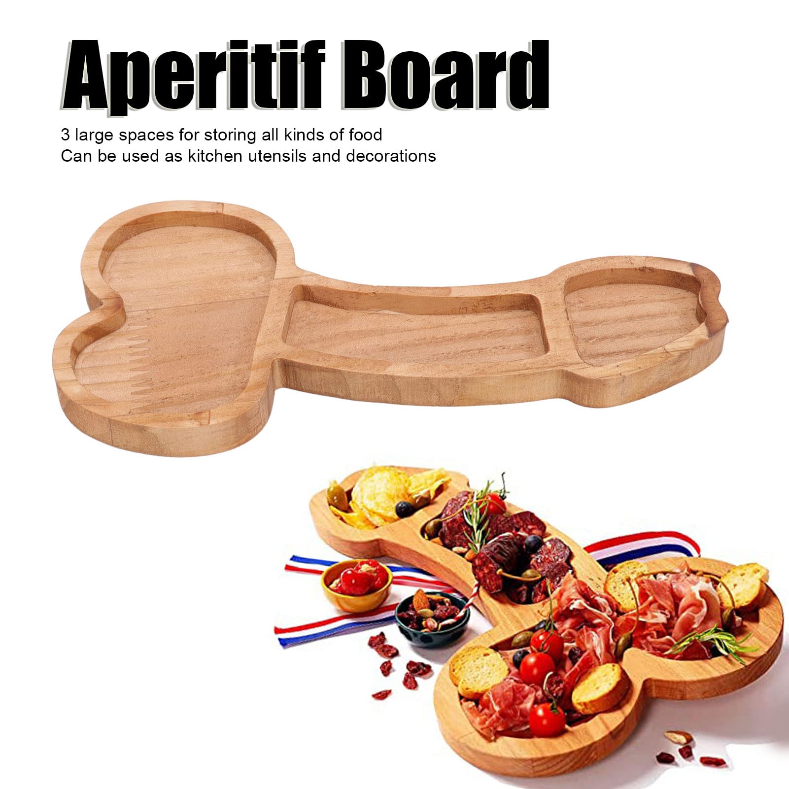 Wooden Unique Funny Aperitif Board,Cheese Board, Charcuterie Boards, Platters for Serving Food, Gifts for Women, House Warming Presents, Charcuterie Accessories, 9.6x4.9in, BPA Free(Left)