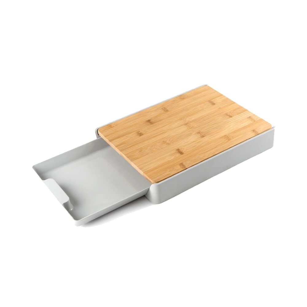 Cutting Board with Base Tray,Kitchen Bamboo Cutting Board,Cutting Board Platter Great Gift For Mother’s Day,Multi-Function Pull-Out Cutting Board,Anti-Skid And Hangable