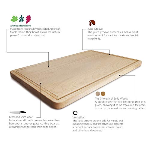 Casual Home Delice Maple Rectangle Juice Drip Groove Cutting Board, Rectangular 15.5x11