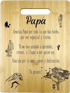 regalo para papá: tabla de cortar de bambú grabada (22 x 30 cm) gift for dad-engraved bamboo cutting board 9"x12"