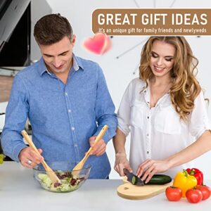 7 Pcs Heart Wood Cutting Board and Spoons Kitchen Utensils Set Include 3 Pcs Cutting Board and 4 Pcs Bamboo Spoons for Valentine's Day Gifts Charcuterie Stirring