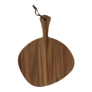 bloomingville irregular shaped acacia wood cutting board/tray with leather strap