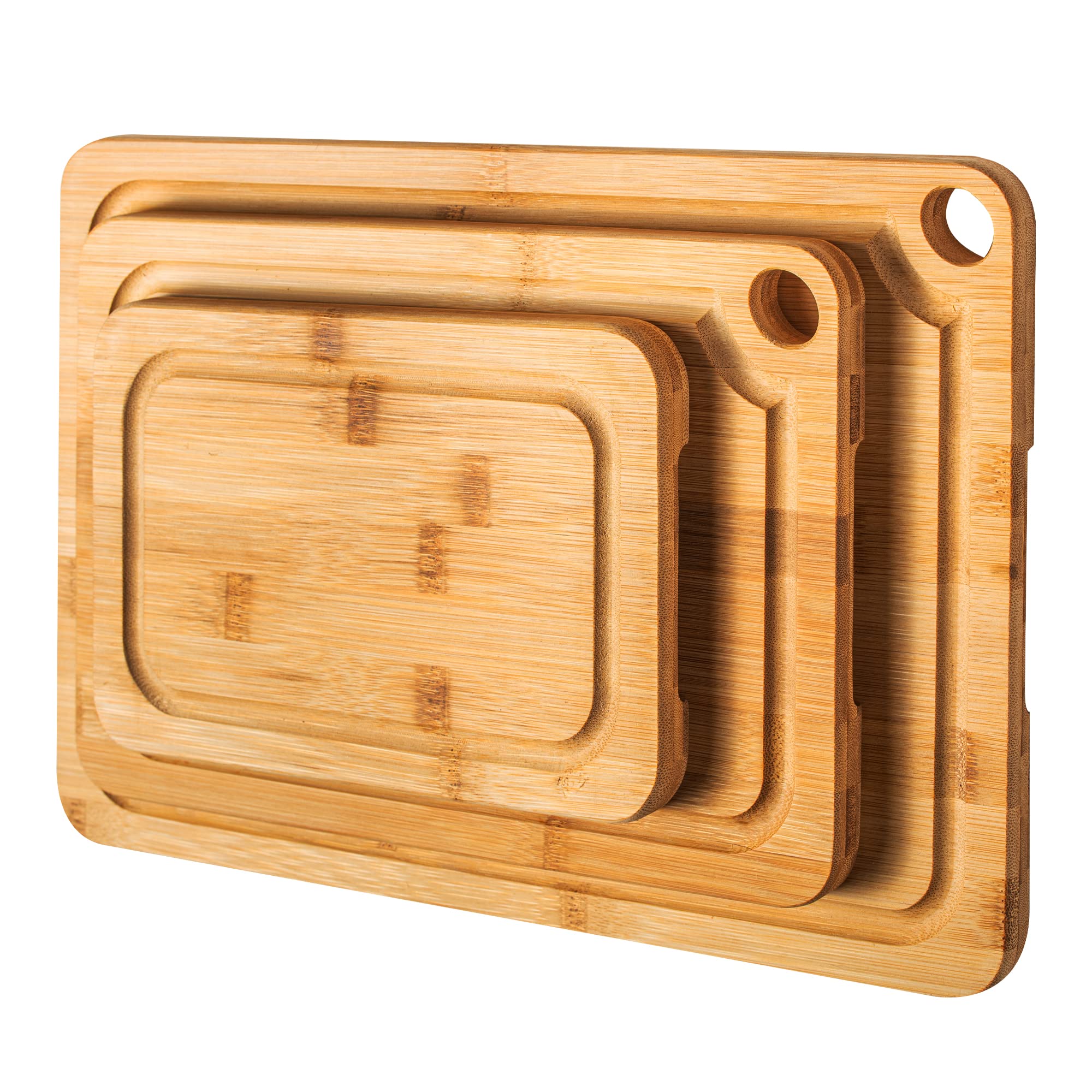 Cookgen Extra Large Bamboo Cutting Board "18 x 12.50" and Bamboo Cutting Board Set of 3 With Juice Groove