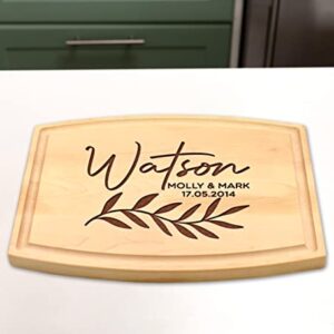 Personalized Mr & Mrs Cutting Board Wedding Gift for Couple Custom Engraved Arched Cutting Board