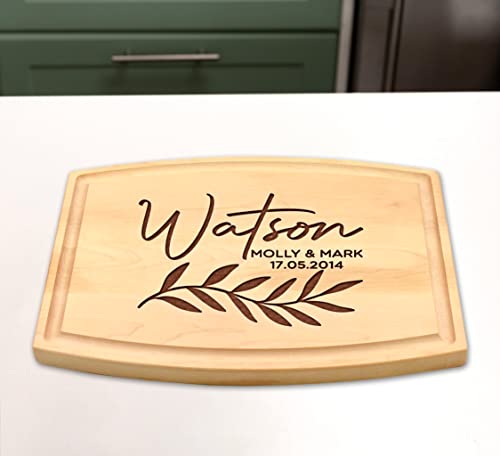 Personalized Mr & Mrs Cutting Board Wedding Gift for Couple Custom Engraved Arched Cutting Board