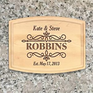 Personalized Mr & Mrs Cutting Board Wedding Gift for Couple Custom Engraved Arched Cutting Board