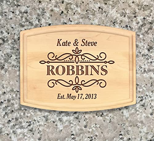 Personalized Mr & Mrs Cutting Board Wedding Gift for Couple Custom Engraved Arched Cutting Board