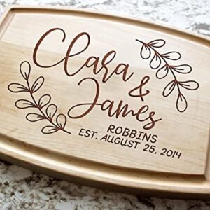 Personalized Mr & Mrs Cutting Board Wedding Gift for Couple Custom Engraved Arched Cutting Board