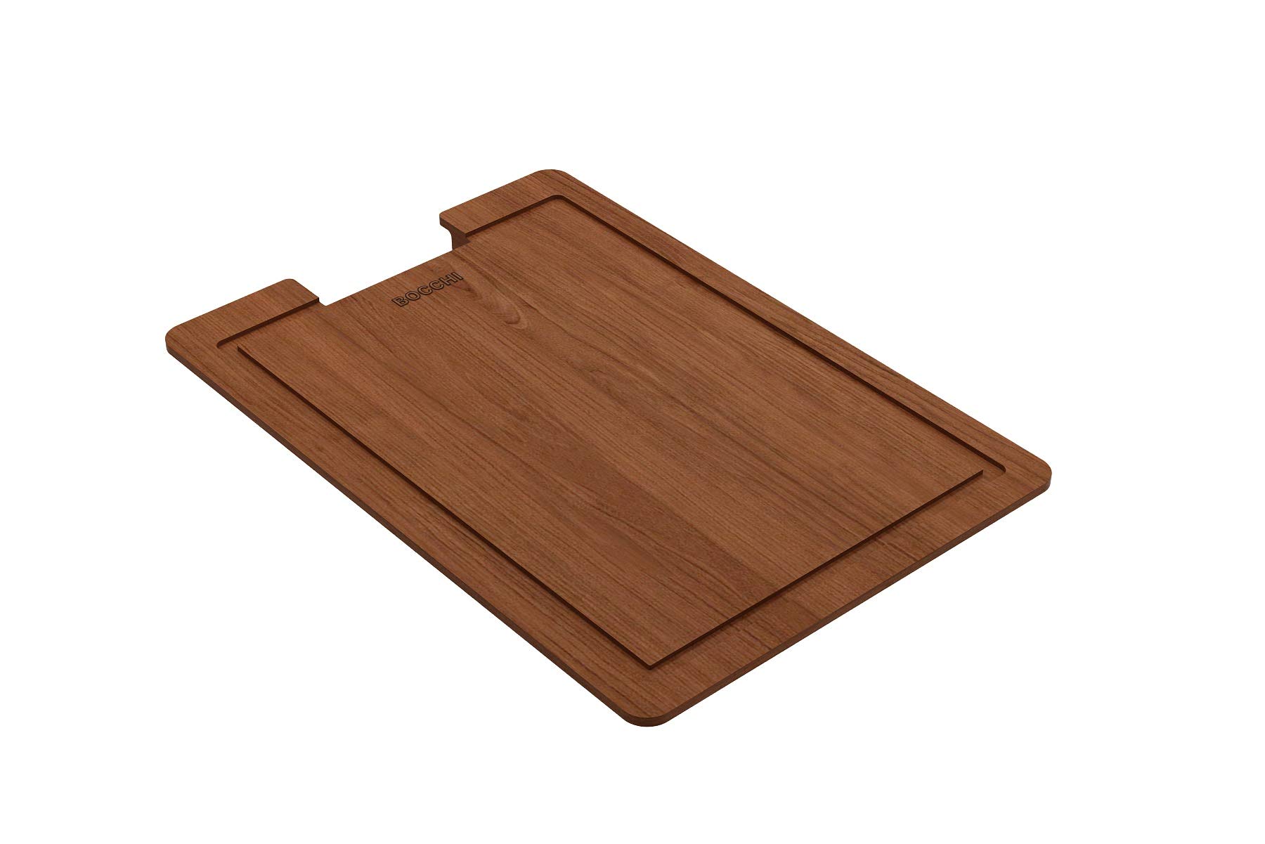 BOCCHI Wooden Handle Cutting Board for Our Step Rim Sinks, Brown