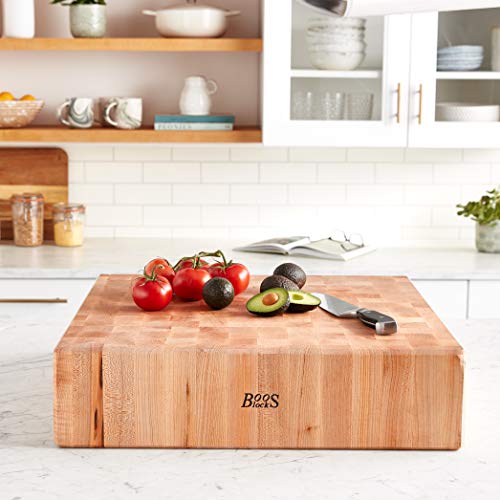 John Boos Block BB01 Classic Reversible Maple Wood End Grain Chopping Block, 24 Inches x 24 Inches x 6 Inches