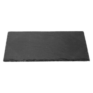 MOUYAT 8 Pack 10 x 5 Inch Black Slate Plates, Rectangular Slate Cheese Board with Natural Edge, Natural Stone Plates Cutting Board Charcuterie Boards for Cheese, Sushi, Meat, Appetizers