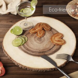 TALENT Wood Cutting Board, Round Cutting Board with Original Bark, Hand Craft Serving Board for Meat, Cheese & Vegetables, Food Prep & Serving Tray 12.4 Inch