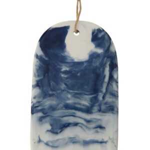 Blue & White Ceramic Cheese/Cutting Board with Marble Glaze Finish