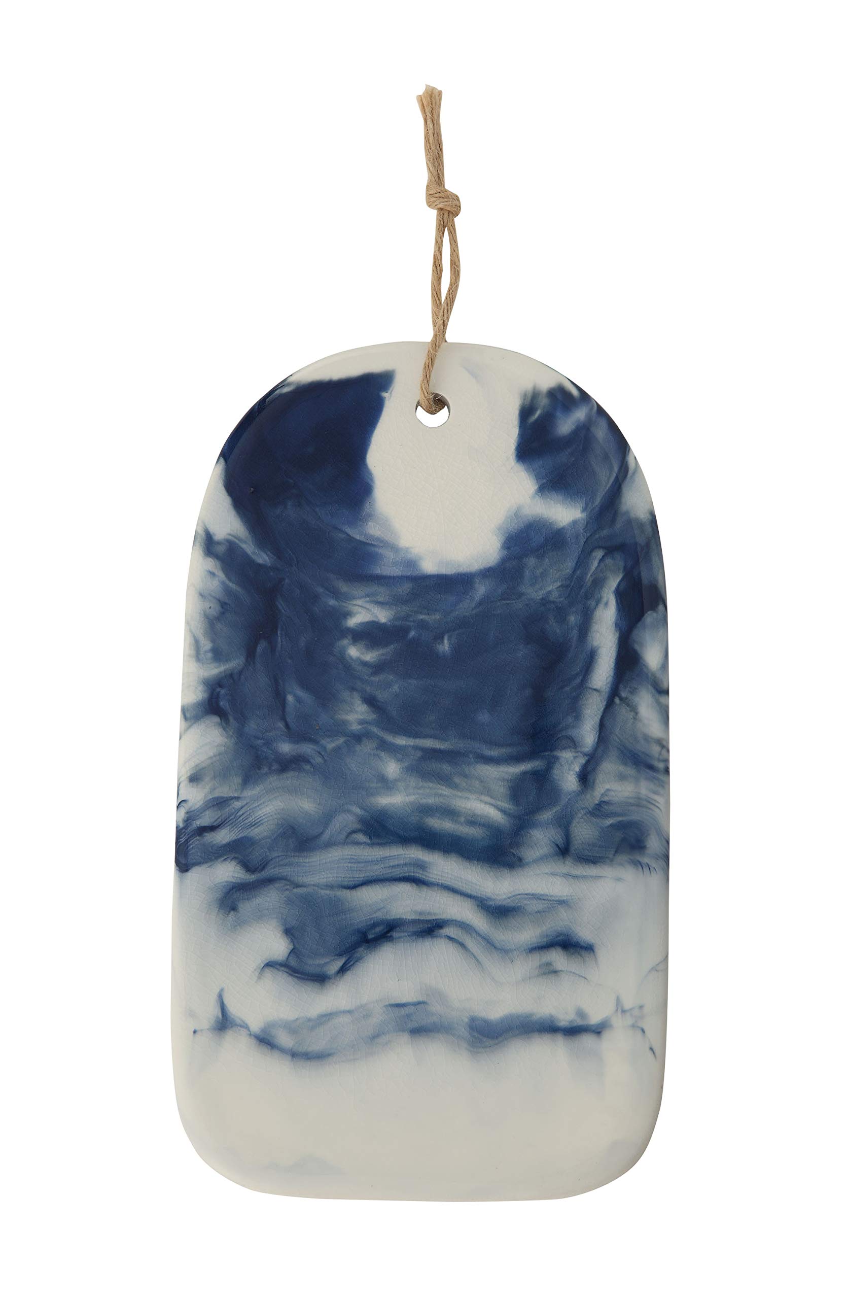 Blue & White Ceramic Cheese/Cutting Board with Marble Glaze Finish