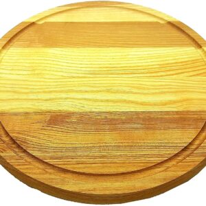 14” Light Solid Wood Round Pizza Cutting Board - Chopping Wood Pad Beechwood Cutting Board - Round Wooden Board Charcuterie - Mini Small Breadboard for Kitchen