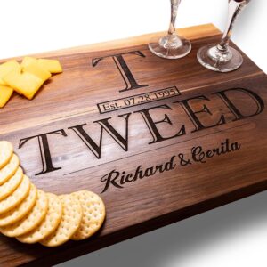 personalized cutting boards - laser engraved handmade cutting boards - maple or walnut wood cutting boards for kitchen - 2 way display or charcuterie boards - personalized gifts for couples