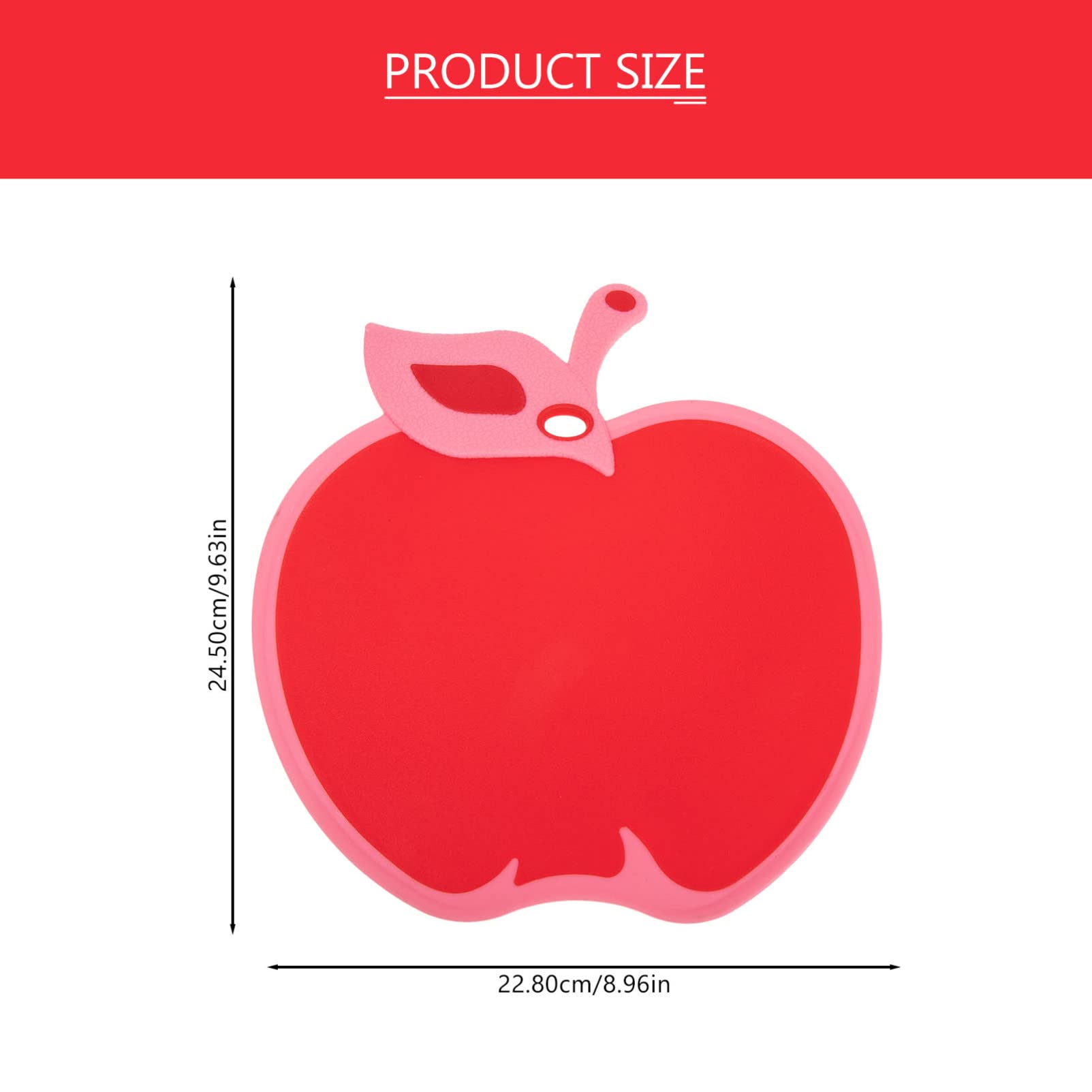 SHERCHPRY Red Apple Serving Board, Fruit- shaped Cutting Board with Easy Grip Handle, Plastic Kitchen Chopping Board