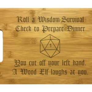 D&D Roleplaying Wisdom Check Engraved Cutting Board - Bamboo - Nerdy Gifts, Dungeons Dragons