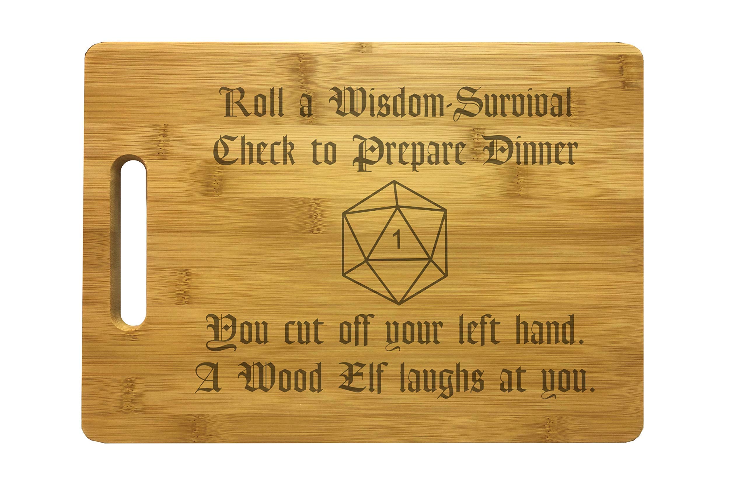 D&D Roleplaying Wisdom Check Engraved Cutting Board - Bamboo - Nerdy Gifts, Dungeons Dragons