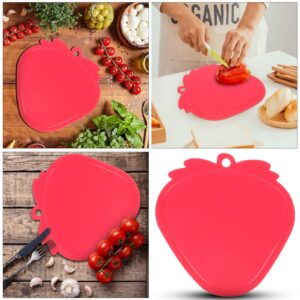 CALLARON Small Cutting Boards Strawberry Shaped: Kids Chopping Boards Fruit Vegetable Pasta Board 2pcs Serving Storage Tray for Pretend Play Cooking Baking