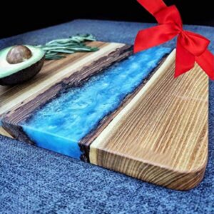 Epoxy Resin Board | Handcrafted River Board, Epoxy Resin Wooden Serving Board Antipasto Platter Charcuterie, Gift Board