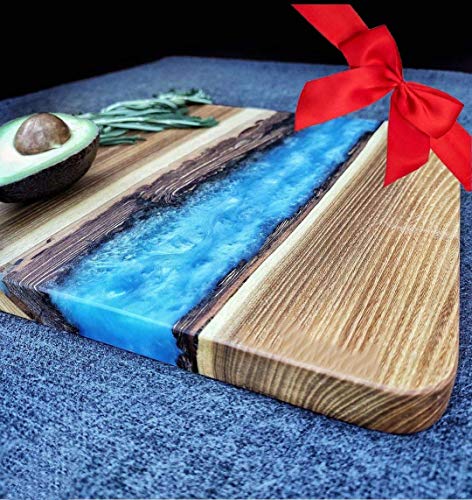 Epoxy Resin Board | Handcrafted River Board, Epoxy Resin Wooden Serving Board Antipasto Platter Charcuterie, Gift Board