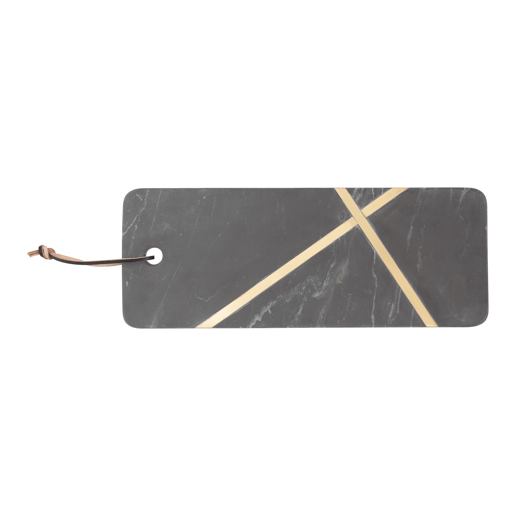 Bloomingville Modern Black Marble Brass Inlay Cutting Board, 16" x 6"