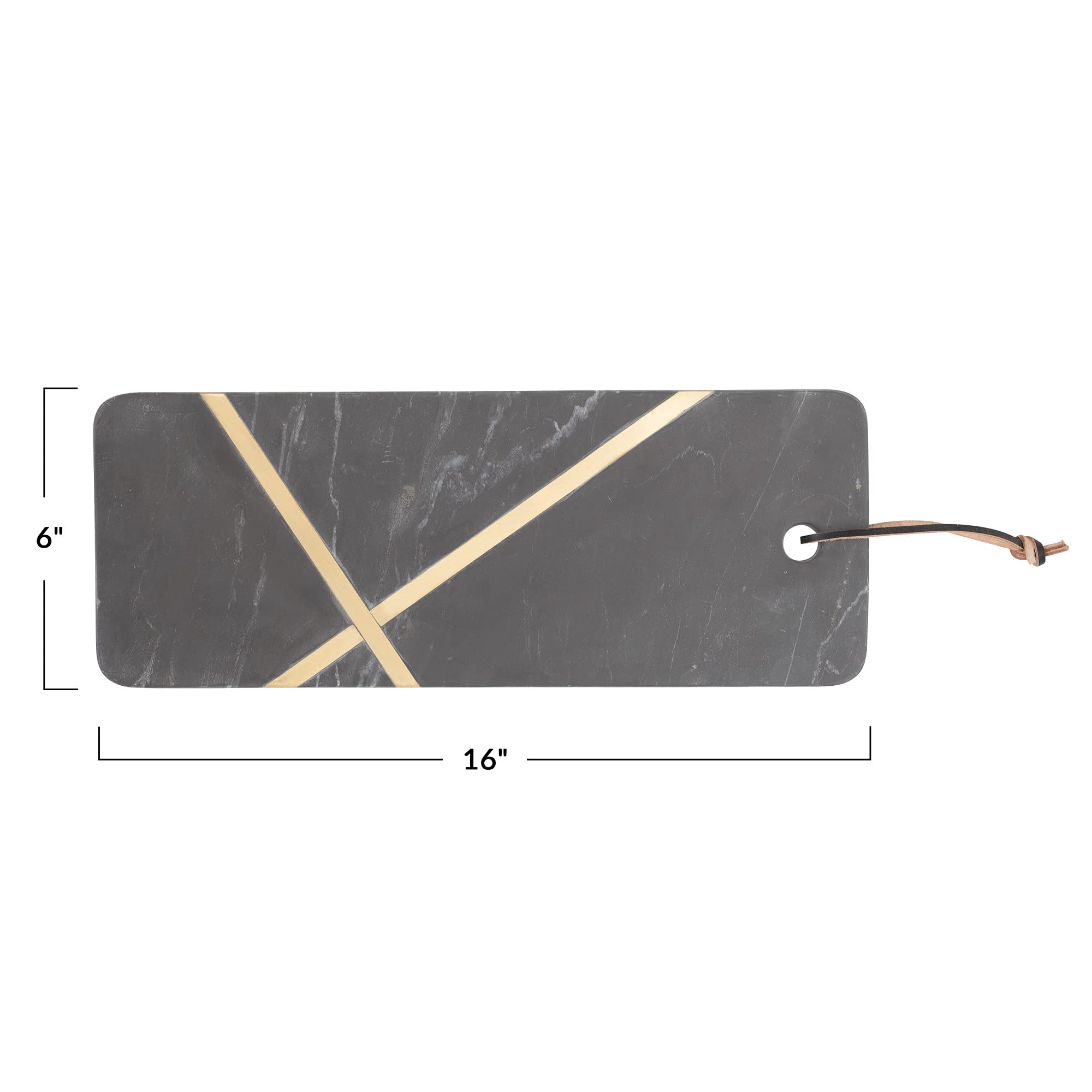 Bloomingville Modern Black Marble Brass Inlay Cutting Board, 16" x 6"