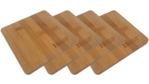 branded boards small mini all natural bamboo cutting board, great for apartments rv's home bar backpacking camping bushcraft dorm rooms picnics & entertaining (4 pack)