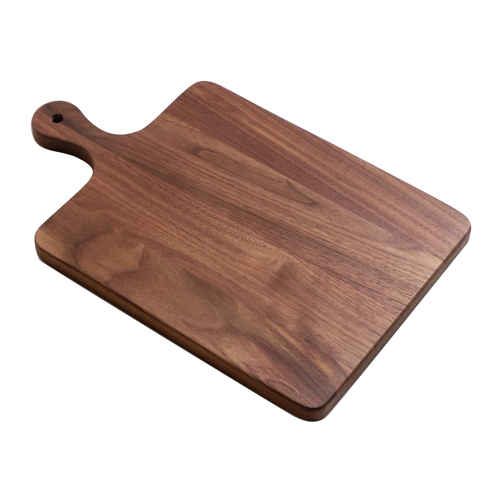 Muso Wood Walnut Cutting Board for Kitchen, Wooden Chopping Board with Handle to Hang, Square Bread Pizza Cheese Board, Charcuterie Board Used for Serving Platter 15.7x9.8 inch