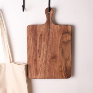 Muso Wood Walnut Cutting Board for Kitchen, Wooden Chopping Board with Handle to Hang, Square Bread Pizza Cheese Board, Charcuterie Board Used for Serving Platter 15.7x9.8 inch