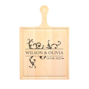 Personalized Cutting Board | Custom Cutting Board | Custom Cheese Board | Personalized Steak Board | Couple Cutting Board | Wedding Cutting Board (With Handle)