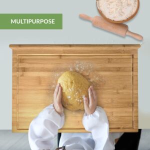 One’s Own Natural Pastry Board, Front/Rear Lip, Perfect For Preparing Homemade Bread Dough, Pizza Dough, Noodles, Pastries, Cutting Vegetables, Fruits, Meats, Other Food Preparation, 23.5”x16”