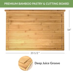 One’s Own Natural Pastry Board, Front/Rear Lip, Perfect For Preparing Homemade Bread Dough, Pizza Dough, Noodles, Pastries, Cutting Vegetables, Fruits, Meats, Other Food Preparation, 23.5”x16”