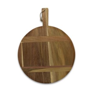 chloe and cotton acacia wood diameter 16 inch oversized serving board | large cheese board | charcuterie board for serving cheese, meat, crackers, and wine | unique gift (round cutting board)