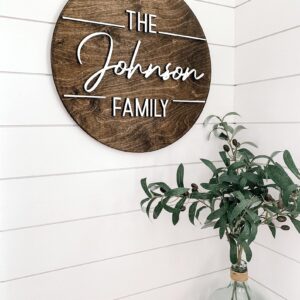 Personalized Round Family Wall Sign, Personalized 3D Wood Sign, Farmhouse Style Family Wall Sign, Personal Wall Decoration, 3D Wall Decor